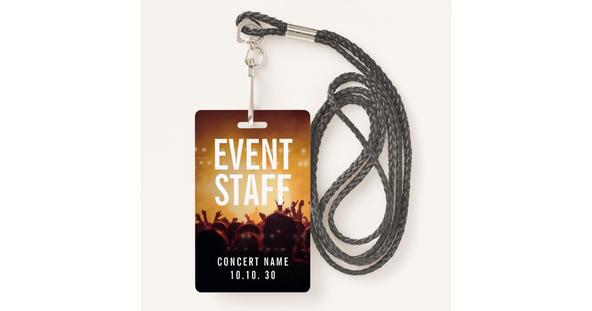 Event Staff Photo Custom Name Concert ID Badge | Zazzle
