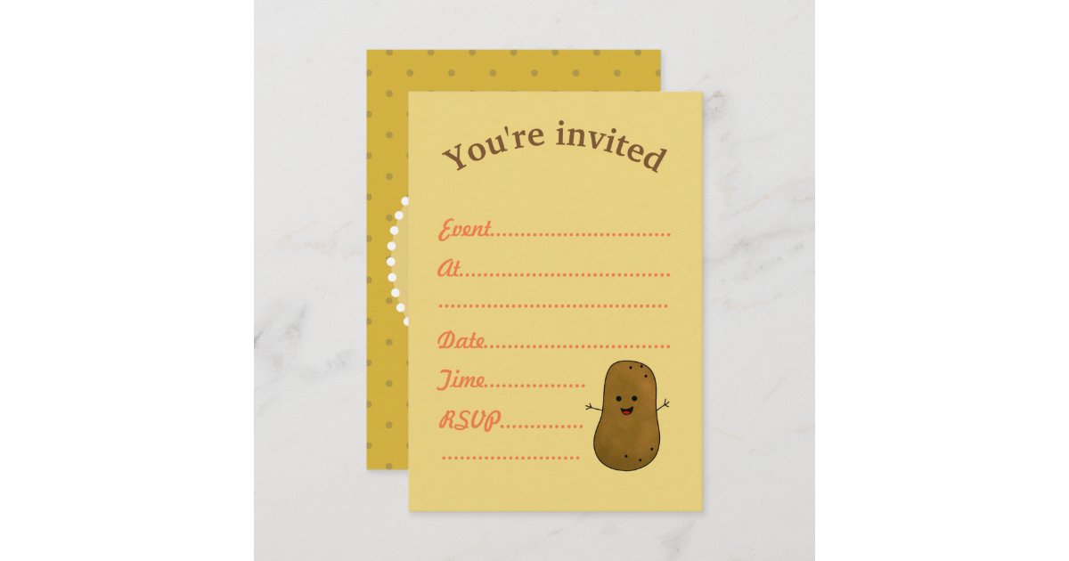 Events Invite, Cute Happy Potato Invitation | Zazzle