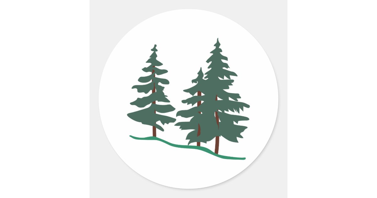 Evergreen Trees Classic Round Sticker | Zazzle