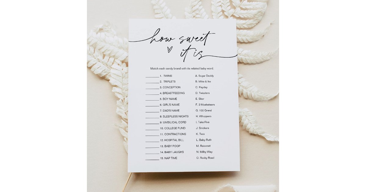 EVERLEIGH How Sweet It Is Candy Bar Baby Game Card | Zazzle