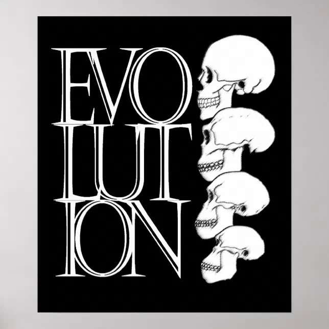 Evolution (black, with white border) poster | Zazzle