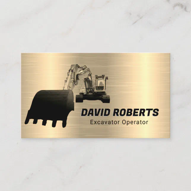 Excavator Operator Gold Construction Contractor Business Card | Zazzle