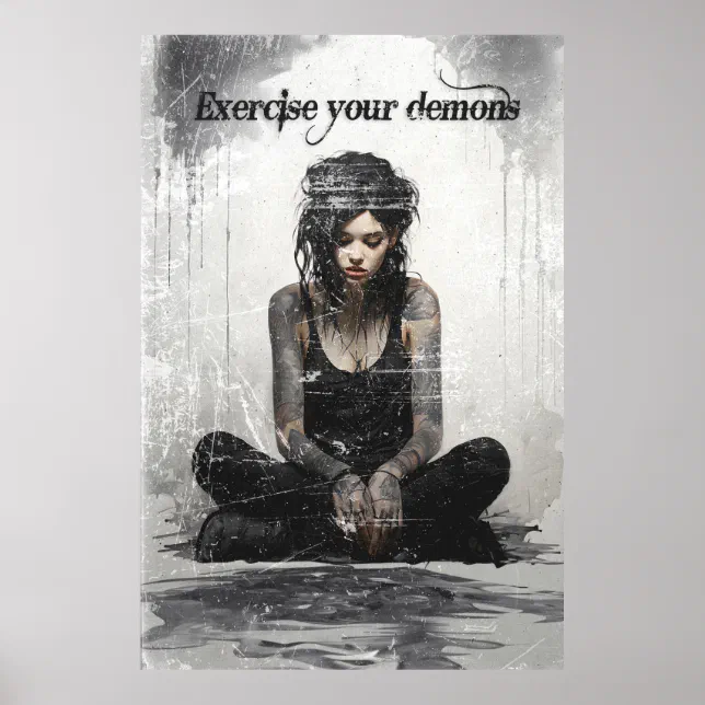 Exercise your demons tattoo girl poster | Zazzle