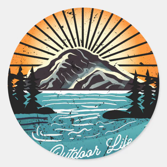 Explore more outdoor life Wanderlust Classic Round Sticker | Zazzle