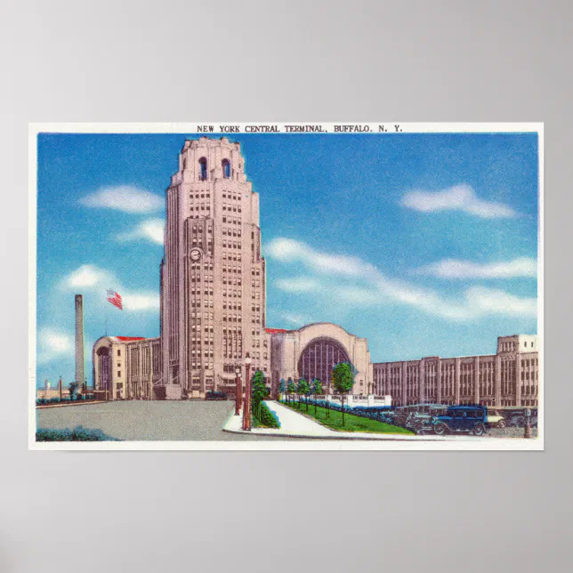 Exterior View of the NY Central Terminal Bldg Poster | Zazzle