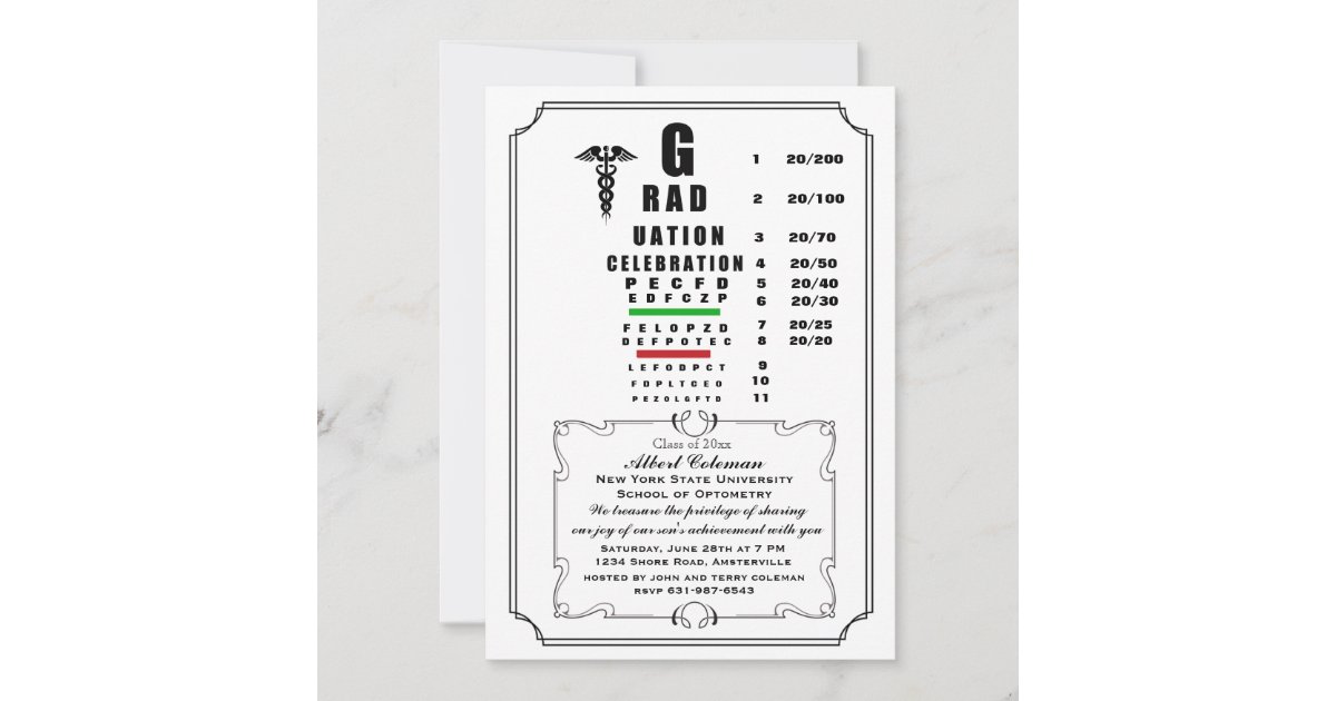 Eye Chart Graduation Invitation | Zazzle