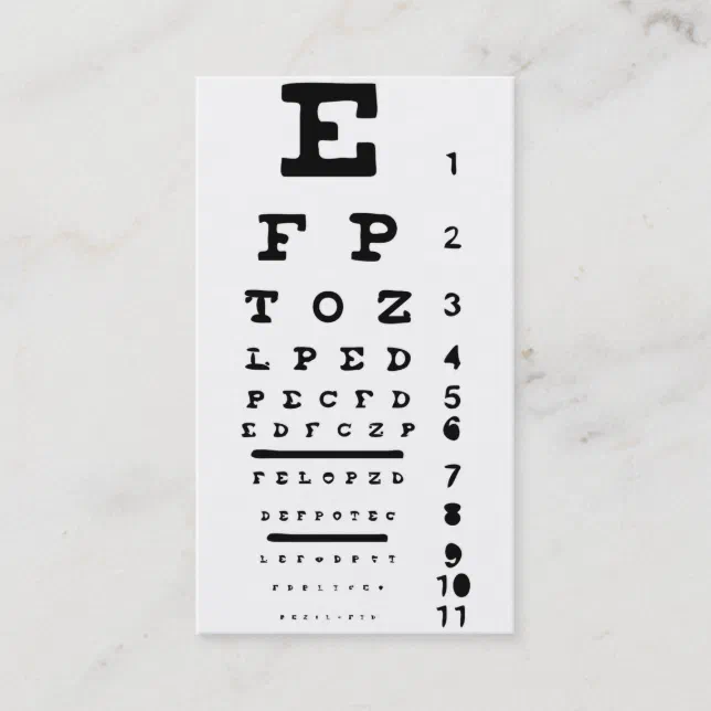 Eye Chart Vision Clinic Doctor Optician Business Business Card | Zazzle