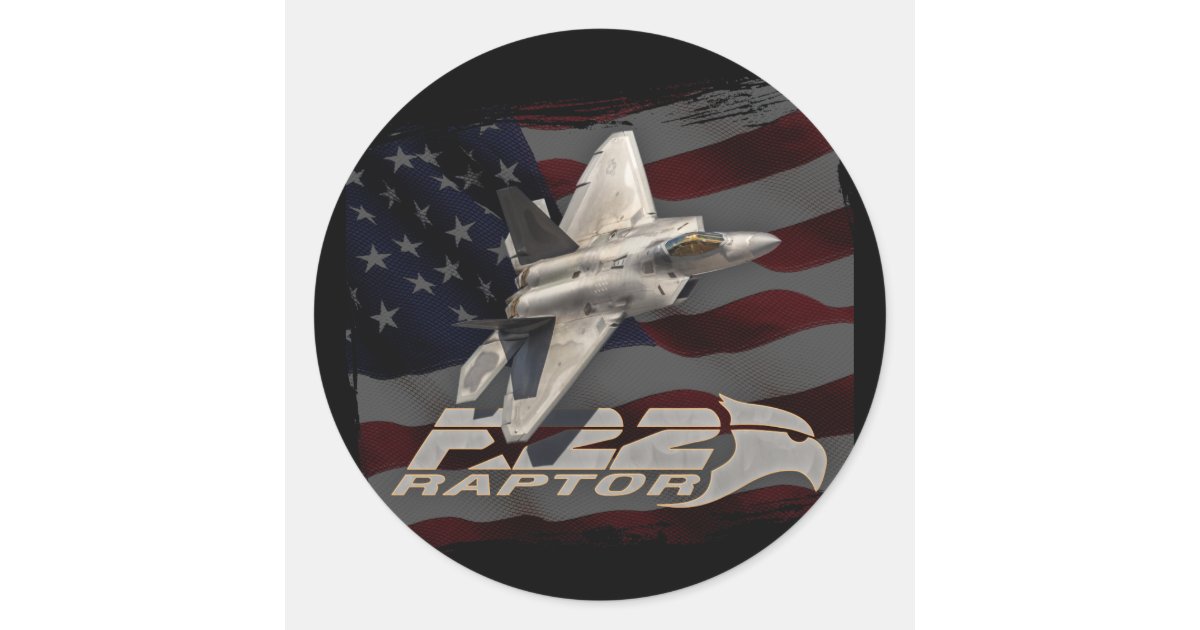 F-22 Raptor American Flag Classic Round Sticker | Zazzle