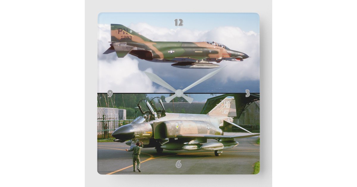 F-4 PHANTOM SQUARE WALL CLOCK | Zazzle