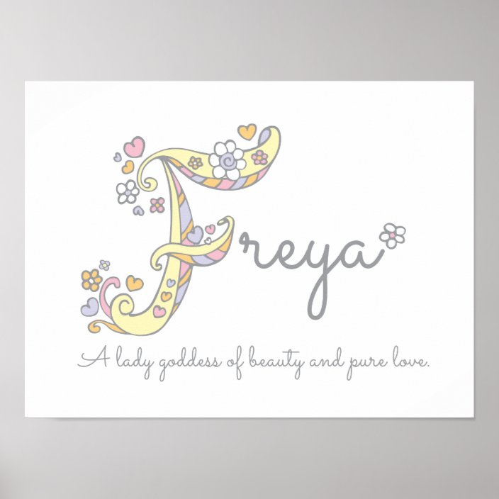 F monogram art Freya girls name meaning poster | Zazzle.co.uk