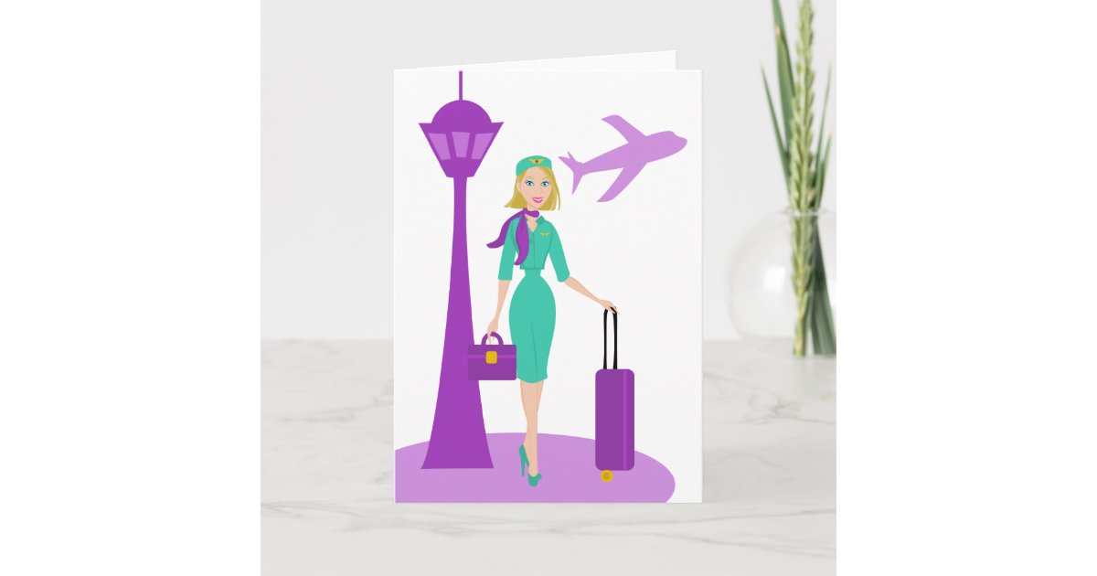 Fabulous Flight Attendant Card | Zazzle