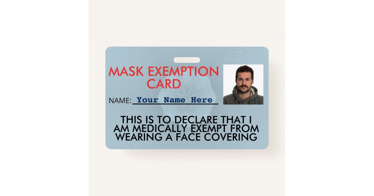 Face Mask Exemption Card ID Badge | Zazzle