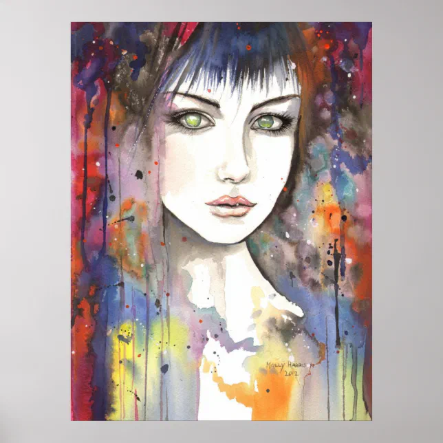 Face Within Paint Modern Portrait of a Woman Art Poster | Zazzle
