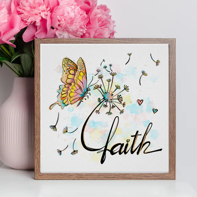 Faith Christian Religious Butterfly Dandelion Poster | Zazzle
