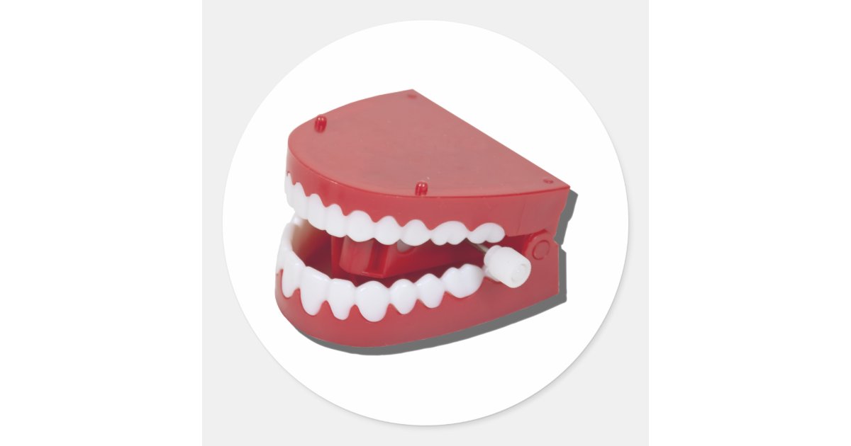 FakeChatteringTeeth081311 Classic Round Sticker | Zazzle