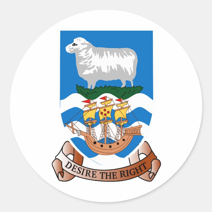 Falkland Islands Coat of Arms Classic Round Sticker | Zazzle