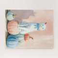 Fall Autumn White Cat with Pumpkins Jigsaw Puzzle | Zazzle