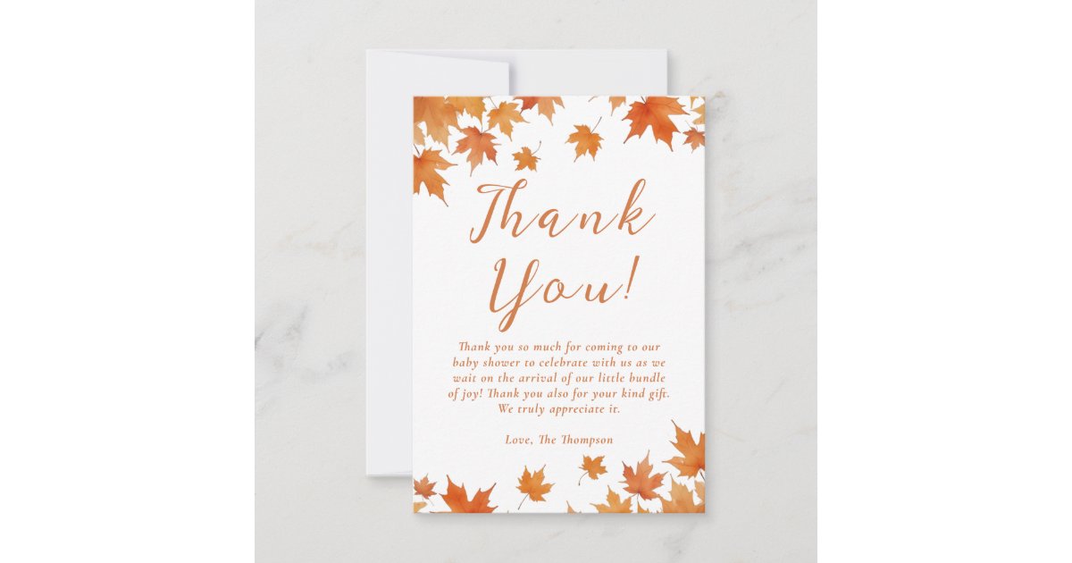 Fall Baby Shower Thank You Card | Zazzle