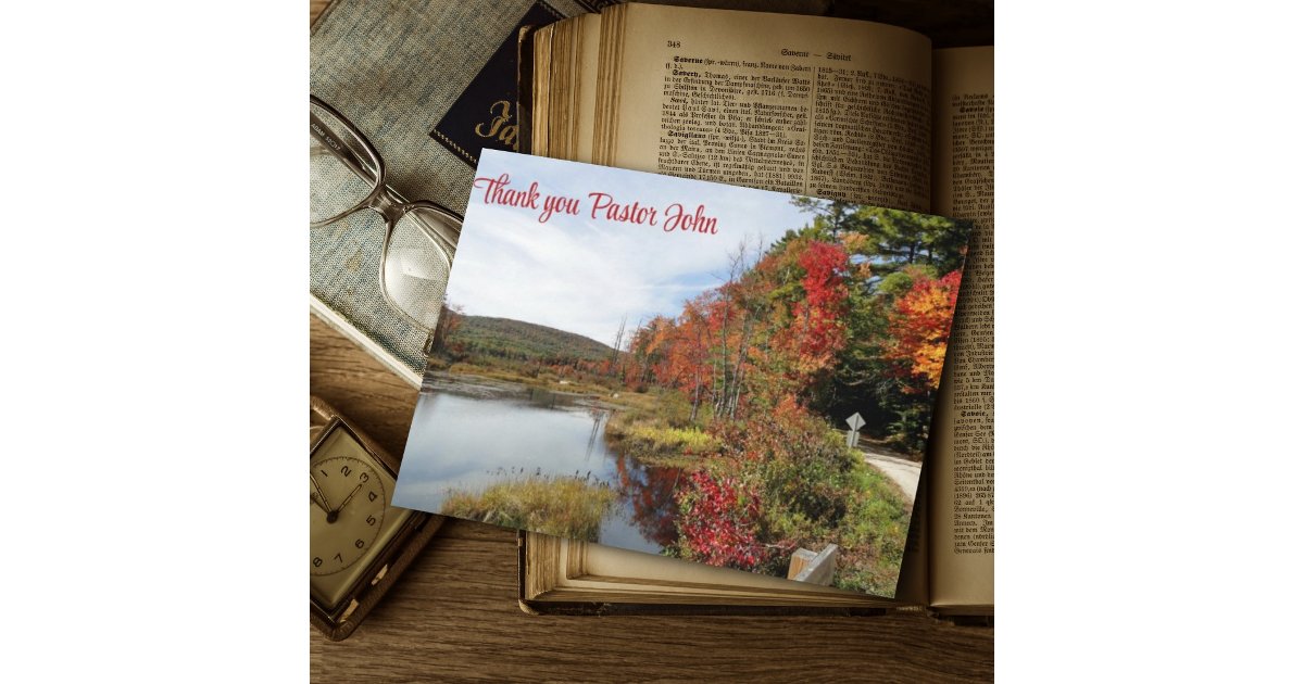 Fall Lake Scene Rural Foliage Pastor Appreciation Thank You Card | Zazzle