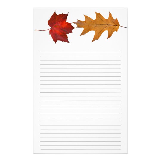 Fall Maple And Oak Leaf Lined Writing Paper Zazzle co uk