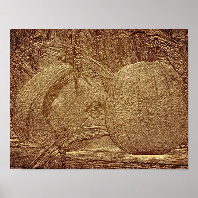 Fall Pumpkins And Cornstalks Sculpted Effect Poster | Zazzle