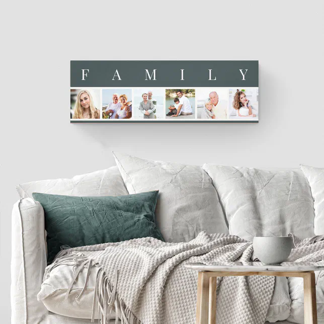 FAMILY Photo Collage 6 Picture Slate Grey Canvas Print | Zazzle
