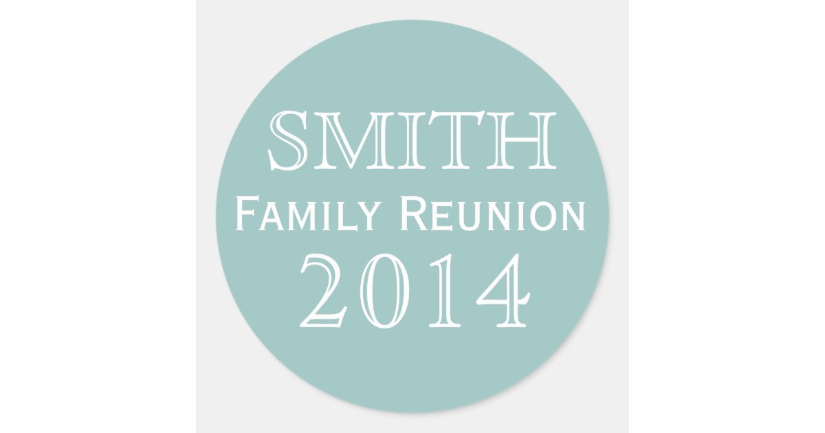 Family Reunion Blue Background Classic Round Sticker | Zazzle