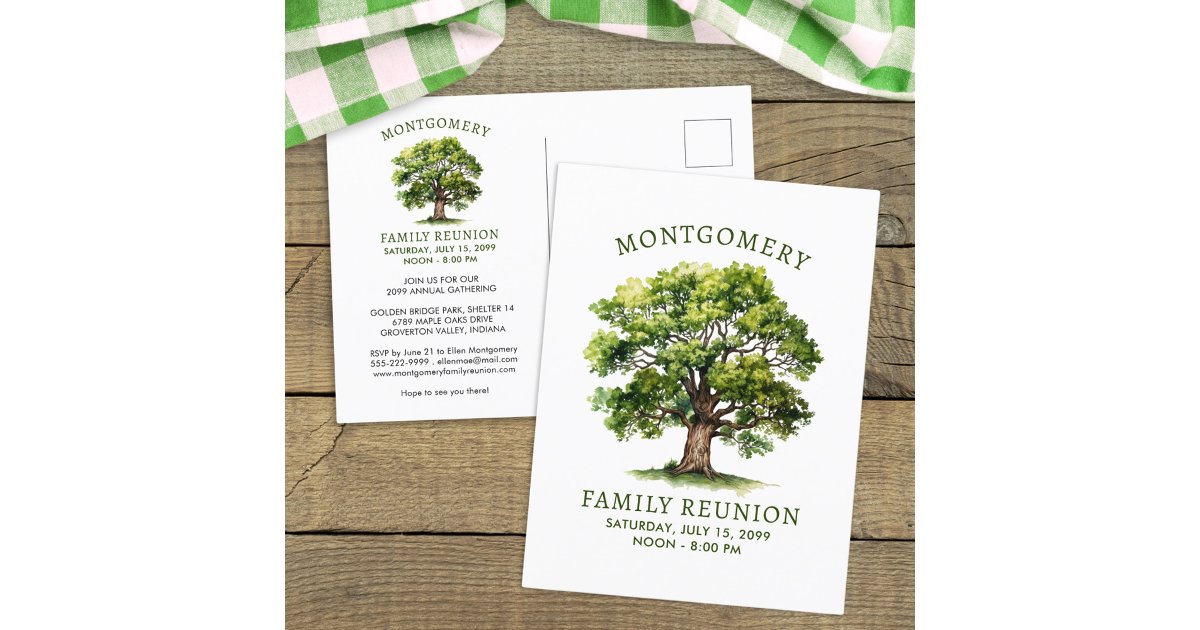 Family Reunion Watercolor Family Tree Postcard | Zazzle