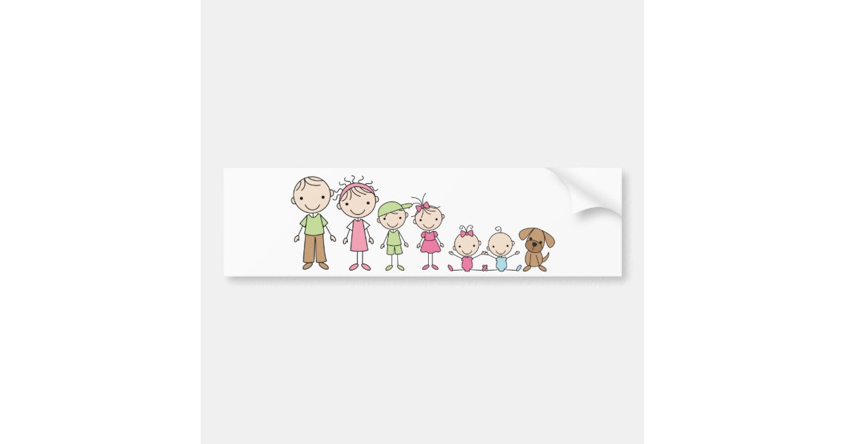 Family Stick Figures Bumper Stickers | Zazzle