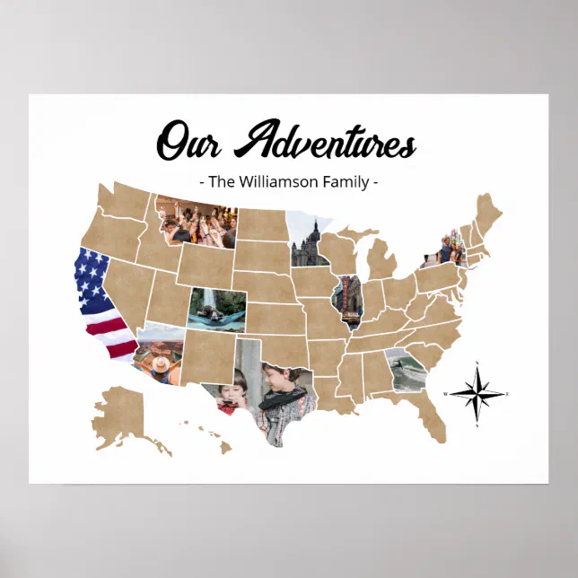 Family Travel Adventures USA Photo Collage Poster | Zazzle