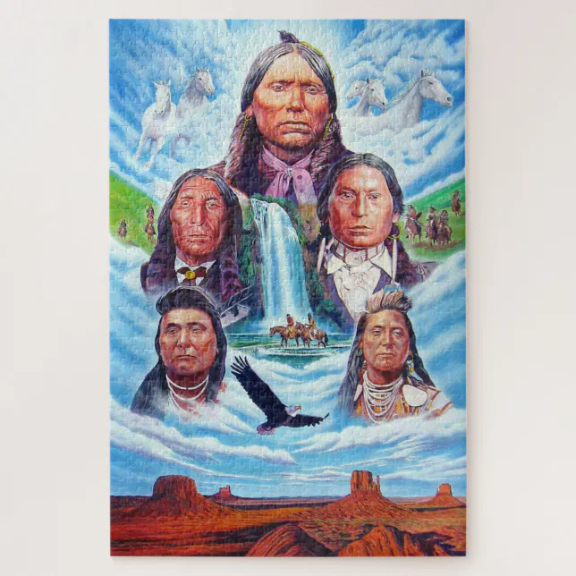 Famous Native Americans Indian Chiefs Painting Jigsaw Puzzle | Zazzle