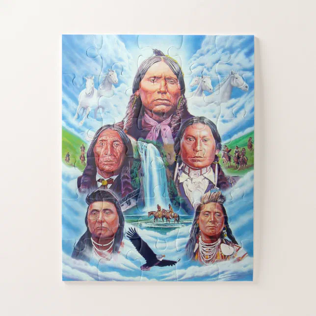 Famous Native Americans Indian Chiefs Painting Jigsaw Puzzle | Zazzle