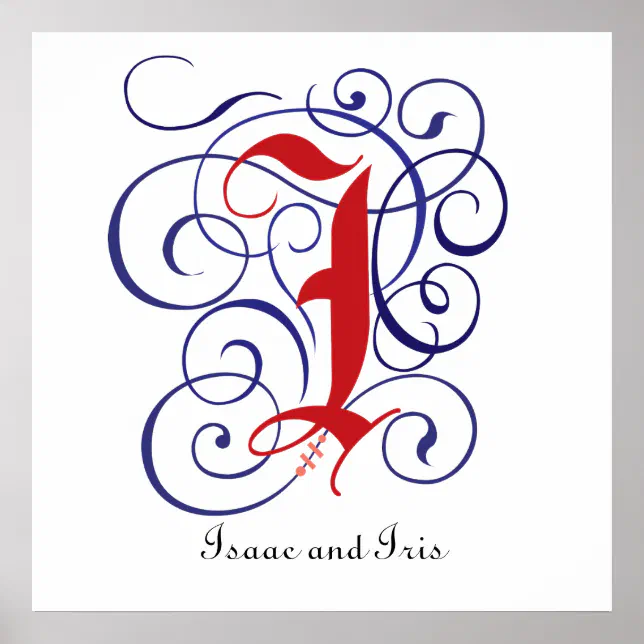 Fancy Gothic Caps Letter I, 300dpi PNG Poster | Zazzle