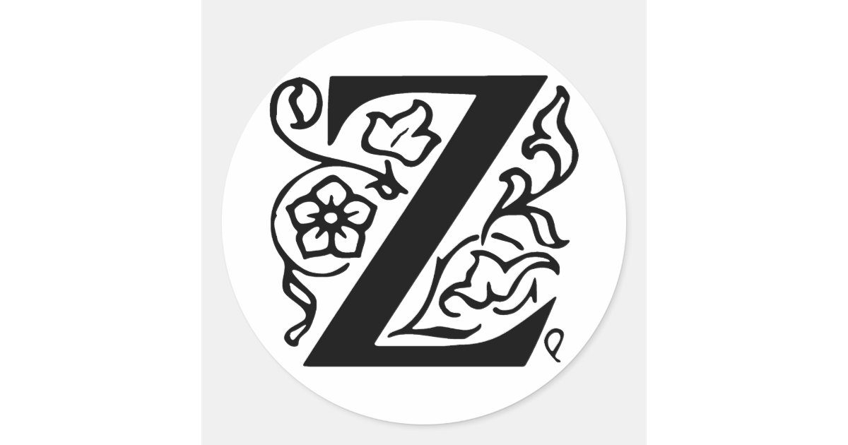 Fancy Letter Z Classic Round Sticker | Zazzle