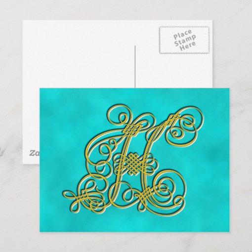 Fancy Monogram Letter H, Customise Colour Postcard | Zazzle