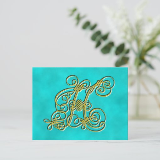 Fancy Monogram Letter H, Customise Colour Postcard | Zazzle