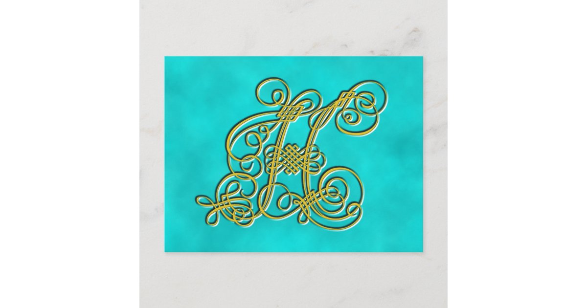 Fancy Monogram Letter H, Customise Colour Postcard | Zazzle