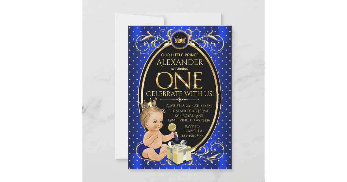 Fancy Prince First Birthday Party Invitation | Zazzle