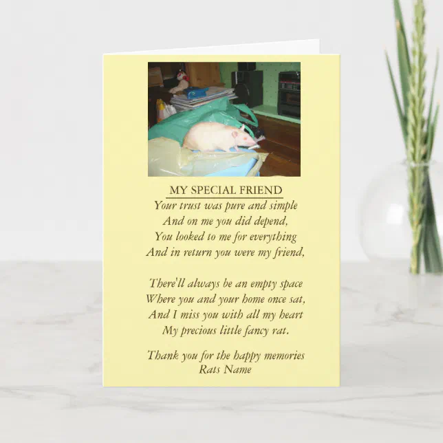 fancy rat and original poem pet sympathy card | Zazzle