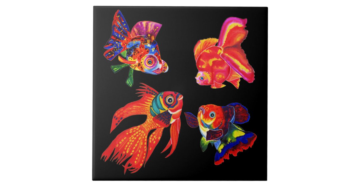 Fancy tropical fish design decorative tile | Zazzle