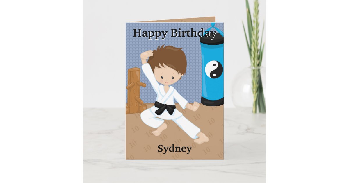 Fantastic Boys Karate Word Search Happy Birthday Card | Zazzle