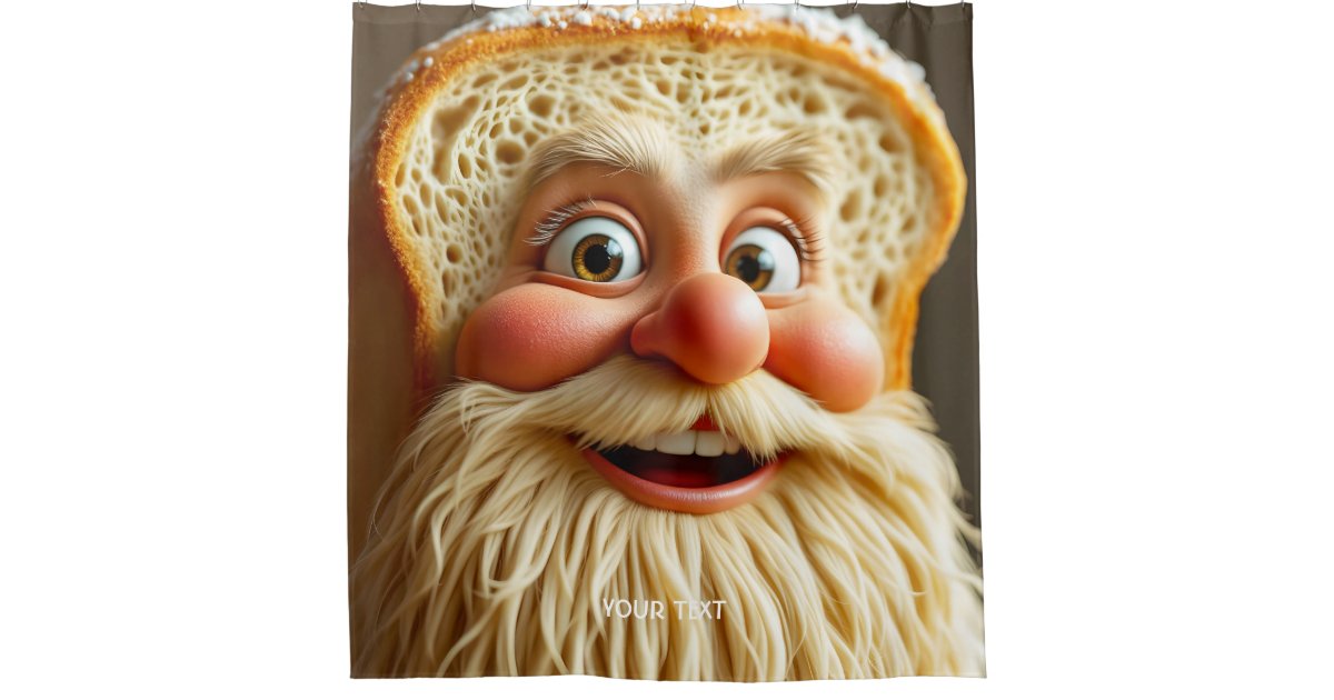 Fantasy Cute Loaf Bread Beard Shower Curtain | Zazzle