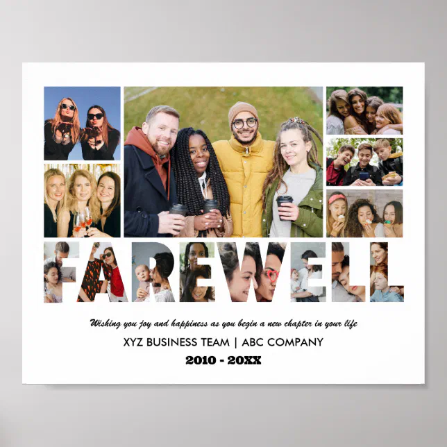 Farewell Photo Collage Retired Coworker Colleague Poster | Zazzle