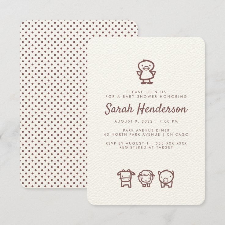 Farm Animal Doodles Baby Shower Invitation | Zazzle