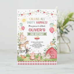 Farm Animals Barnyard Bash Ranch Birthday Party Invitation | Zazzle