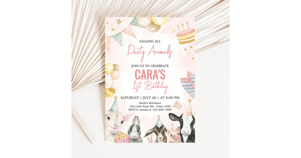 Farm Party Animals Birthday Party Invitation | Zazzle