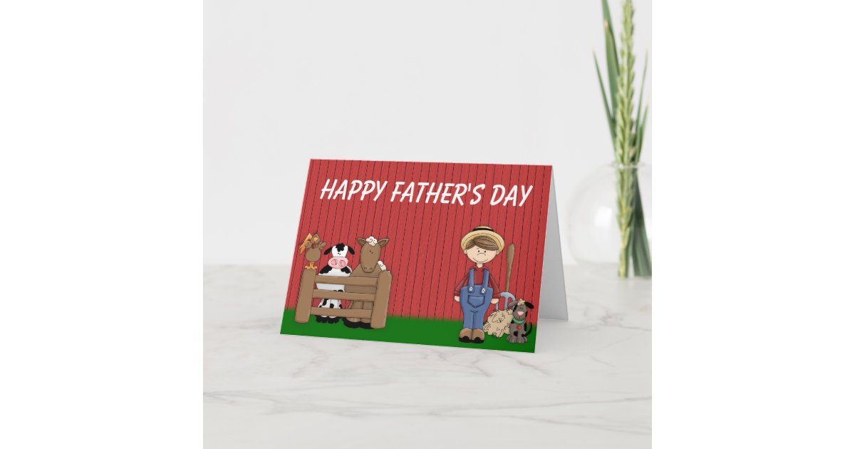 Farmer & Barn Happy Father's Day Greeting Card | Zazzle