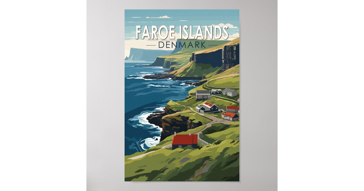 Faroe Islands Denmark Travel Art Vintage Poster | Zazzle