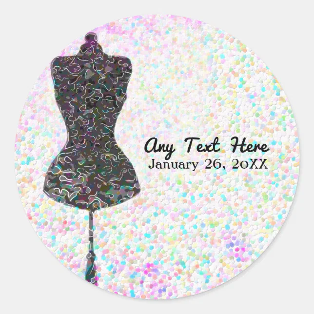 Fashion Confetti Mannequin Custom Party Favour Classic Round Sticker ...