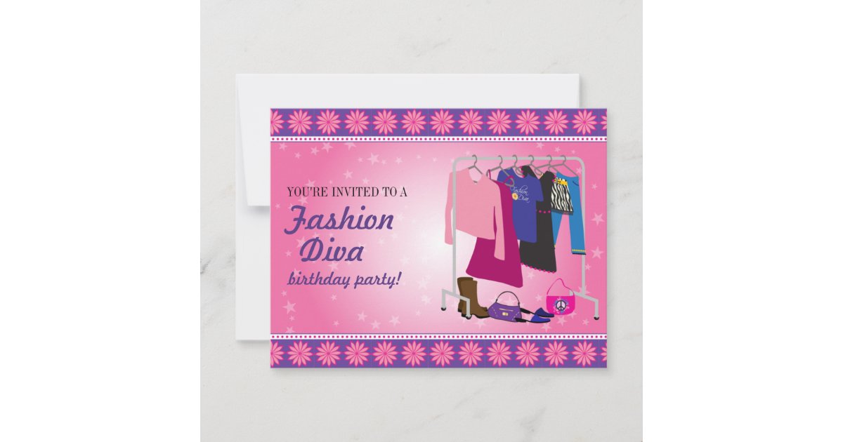 Fashion Diva Birthday Party Invitation | Zazzle